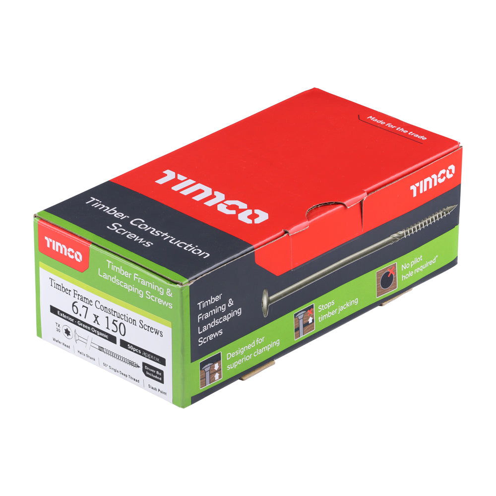 Timco Timber Frame Construction & Landscaping Screws | Wafer Head Exte