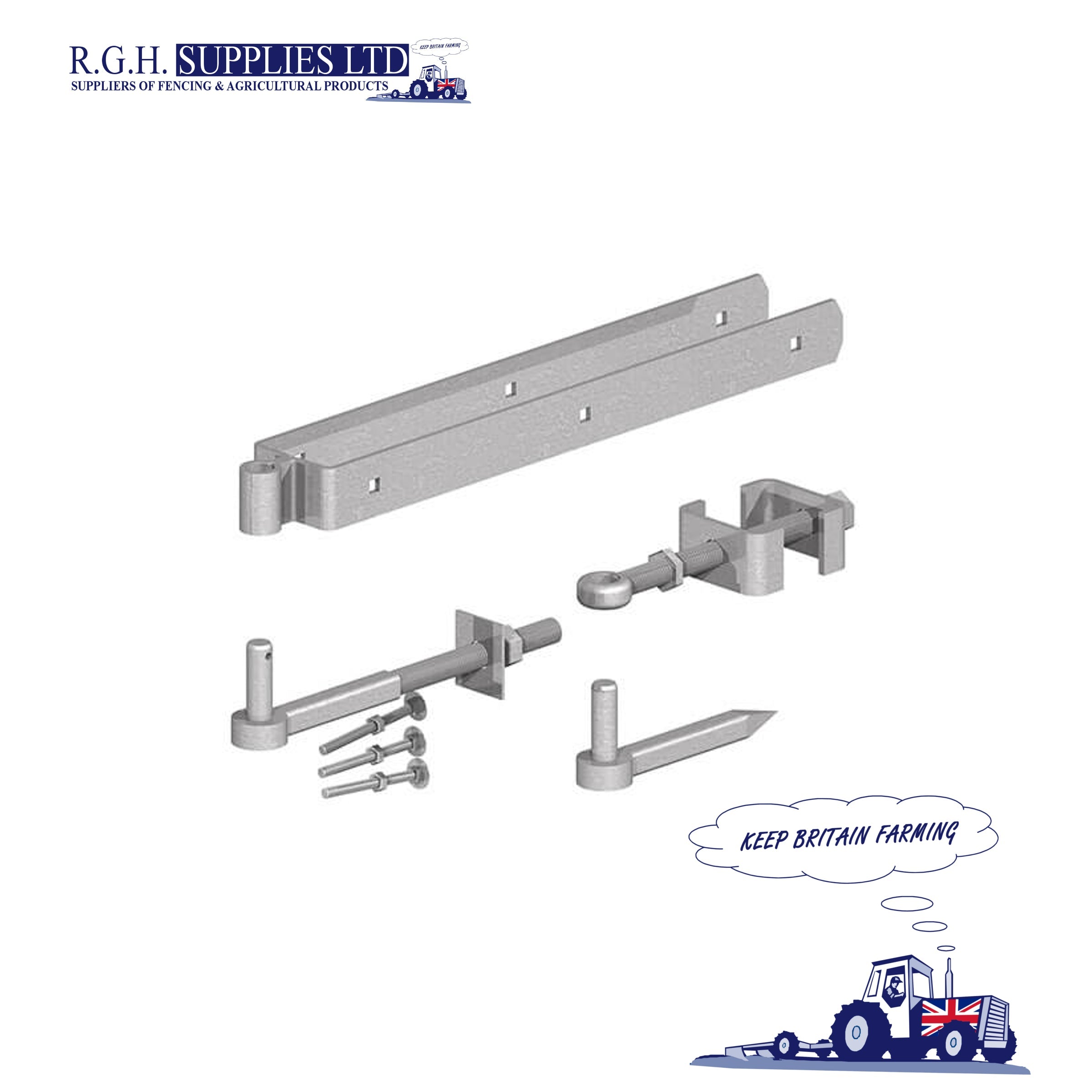 18" Adjustable Hinge Set With Hook To Bolt & Hook To Drive