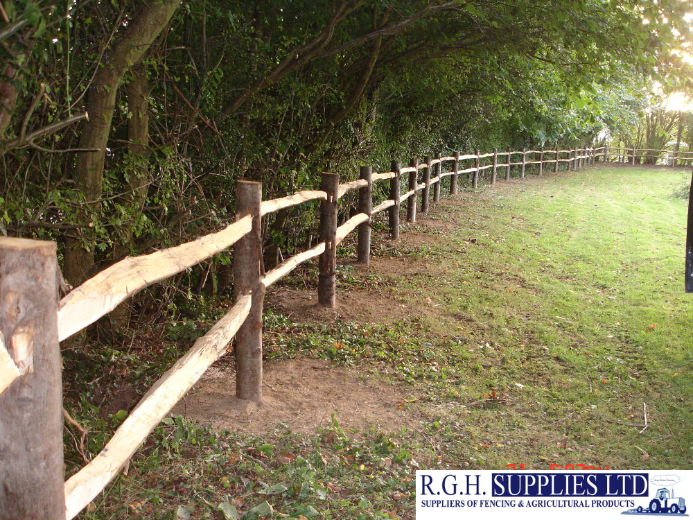 7' Rustic Cleft Post Morticed for 2 Rail Cleft Chestnut Post & Rail