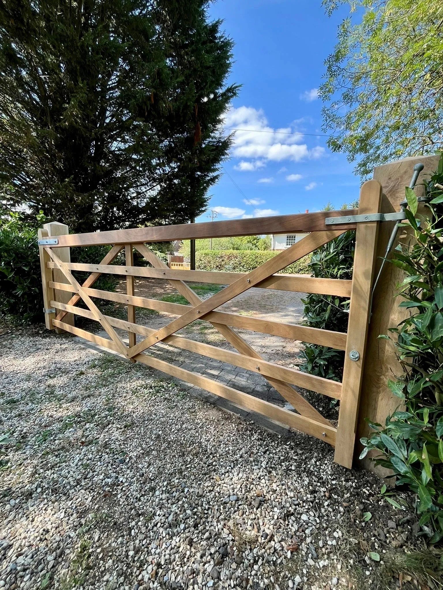 3ft - 12ft Iroko 5 Bar Hardwood Field Gates Hand Made