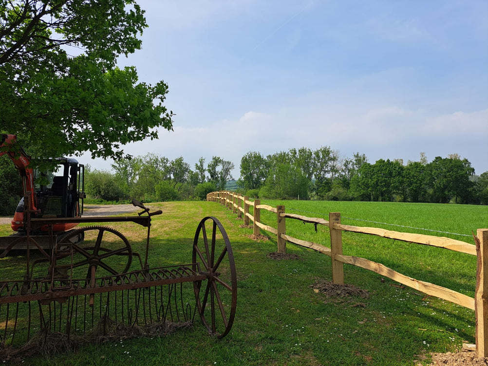 7' Premium Cleft Post Morticed for 2 Rail Cleft Chestnut Post & Rail