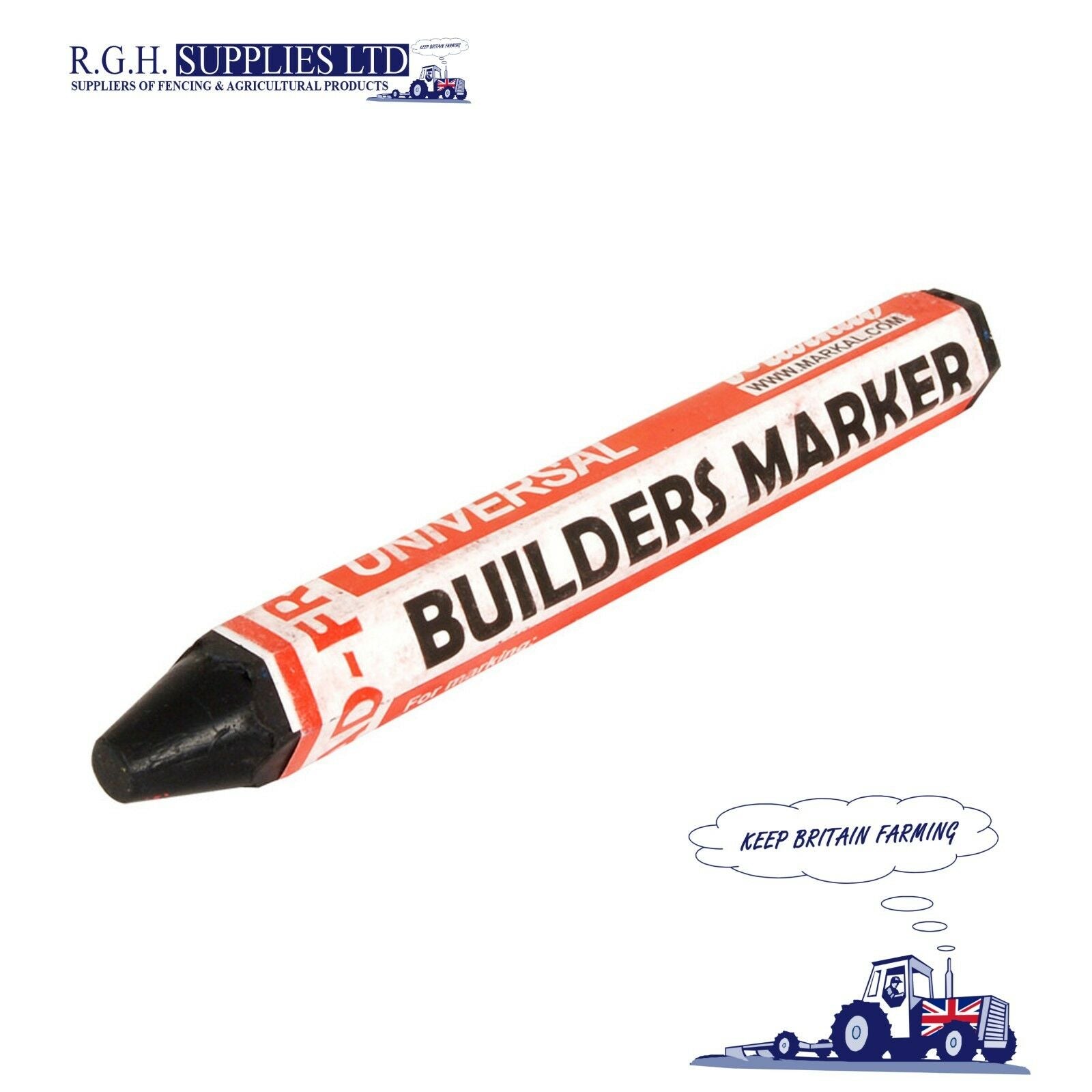 Markal Builders Crayon Black Marker Weather and Fade Resistant Longer