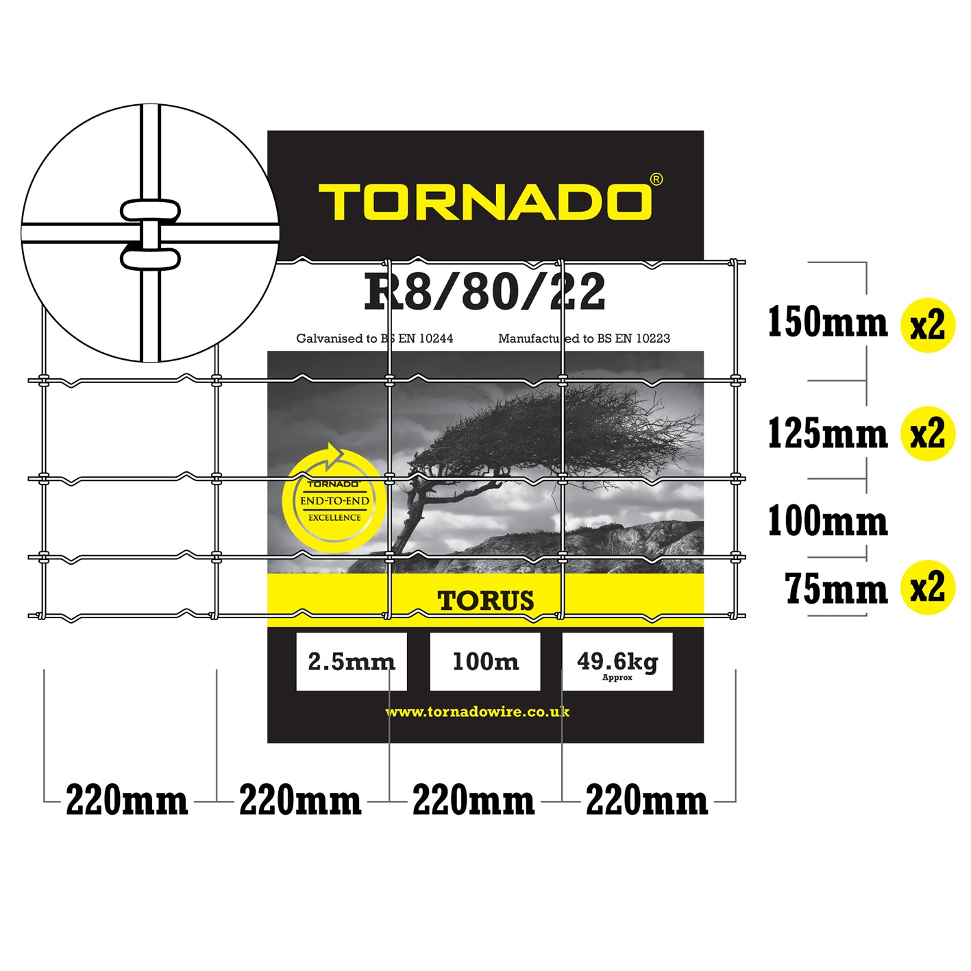 Tornado Wire 100M Rolls of R8/80/22 High Tensile Stock Fence X Shaped